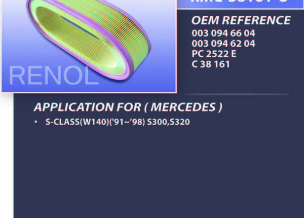 AIR MERCEDES=RMC-38161-U 0030946604 0030946204 PC2522E C38161 S-CLASS ...