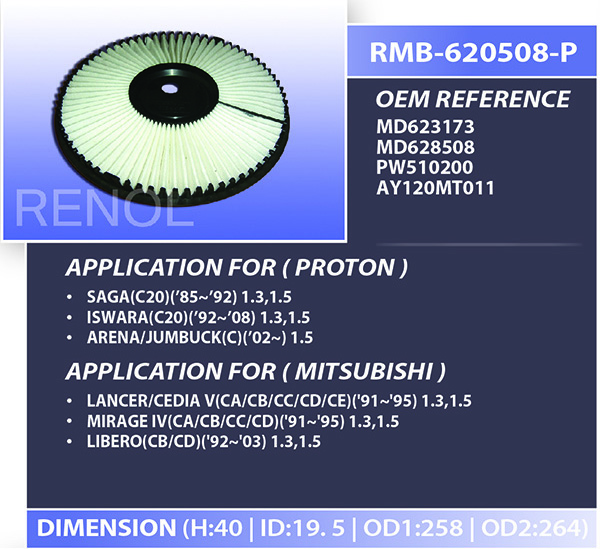 AIR MITSUBISHI PROTON=RMB-620508-P MD620508 MD623173 PW510200 ...