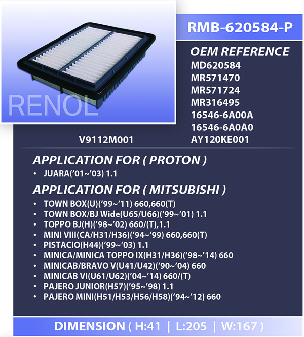 AIR MITSUBISHI PROTON=RMB-620584-P MR 571470 MR571724 MR316495 16546 ...