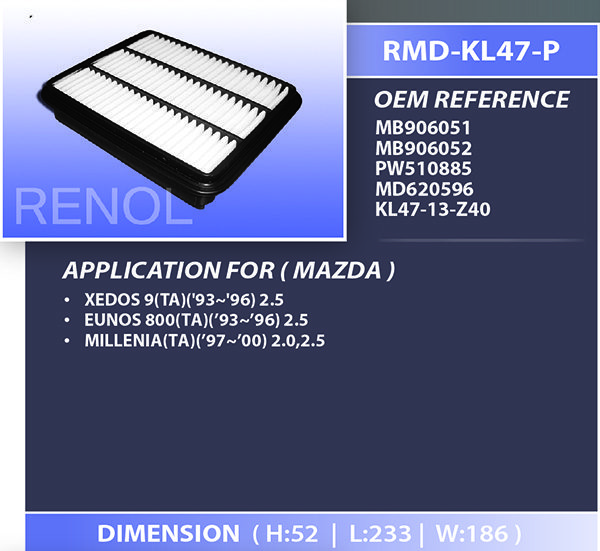 AIR MAZDA=RMD-KL47-P MB906051 MB906052 PW510885 MD620596 KL47-13-Z40 ...