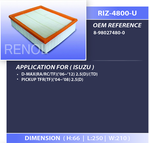 AIR ISUZU=RIZ-4800-U 8-98027480-0 D-MAX PICKUP TFR – Renol Tech Industry