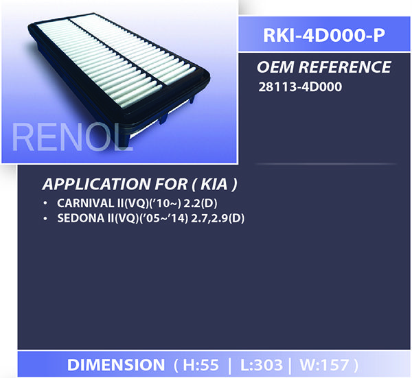 AIR KIA=RKI-4D000-P 28113-4D000 CARNIVAL SEDONA – Renol Tech Industry