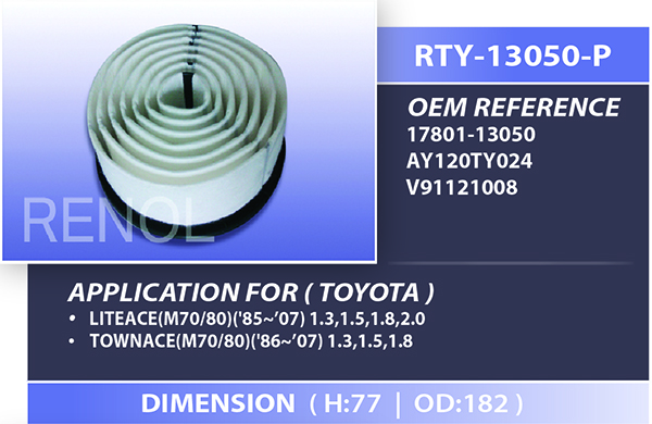 AIR TOYOTA=RTY-13050-P 17801-13050 AY120TY024 V91121008 LITEACE TOWNACE ...