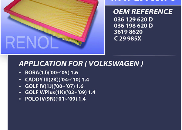 AIR VOLKSWAGEN=RVW-29985X-U 036129620D 036198620D 36198620 C29985X BORA ...