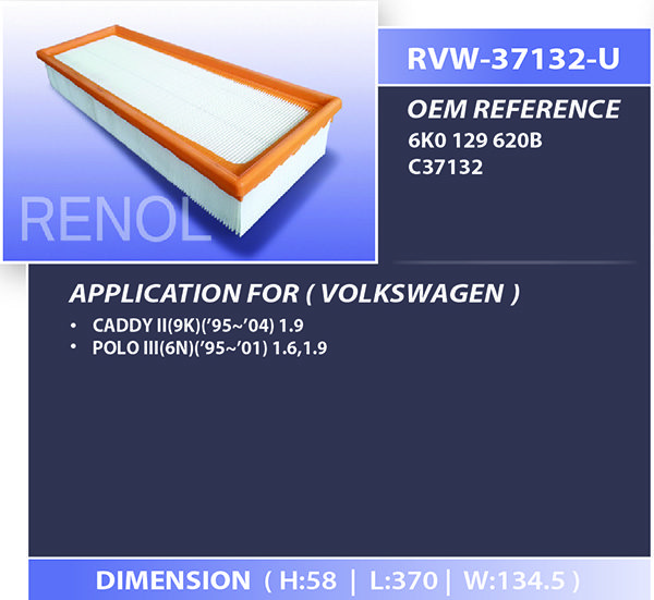AIR VOLKSWAGEN=RVW-37132-C 6K0129620B C37132 CADDY POLO – Renol Tech ...