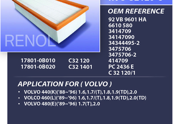 AIR VOLVO=RVO-32120-U 92VB9601HA 6610580 3414709 34147090 34344495-2 ...