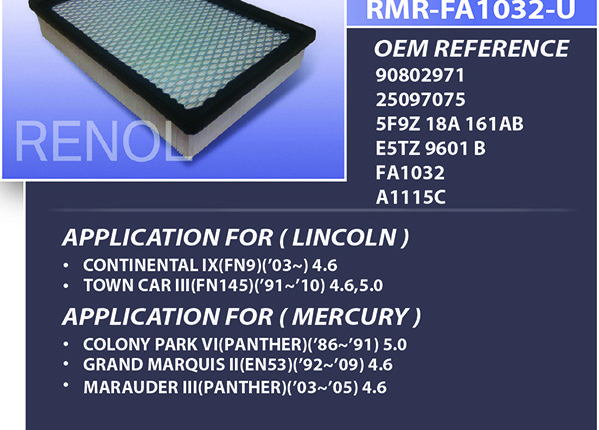 AIR LINCOLN MERCURY=RLC-FA1032-U RMR-FA1032-U 90802971 25097057 ...
