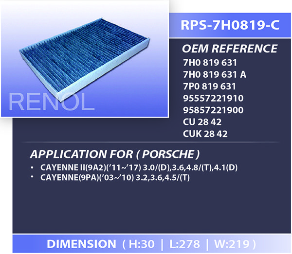 CABIN PORSCHE=RPS-7H0819-C 7H0819631 7H0819631A 7P0819631 95557221910 ...