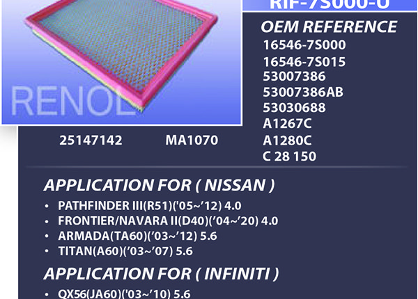 AIR NISSAN INFINITI=RNS-7S000-U RIF-7S000-U 16546-7S000 16546-7S015 ...