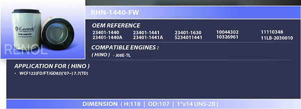 FUEL HINO=RHN-1440-FW 23401-1440 23401-1441 23401-1630 23401-1440A ...
