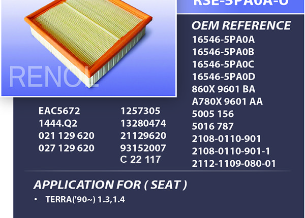 AIR SEAT=RSE-5PA0A-U 16546-5PA0A 16546-5PA0B 16546-5PA0C 16546-5PA0D ...