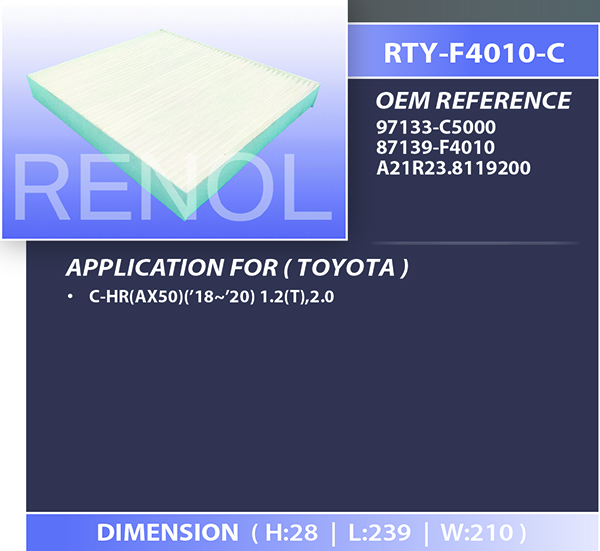 CABIN TOYOTA=RTY-F4010-C 97133-C5000 97133-S8000 87139-F4010 ...