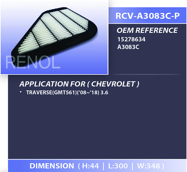 AIR CHEVROLET=RCV-A3083C-P 15278634 A3083C TRAVERSE – Renol Tech Industry