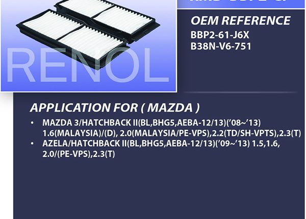 CABIN MAZDA=RMD-BBP2-CP BBP2-61-J6X B38N-V6-751 MAZDA 3 HATCHBACK AZELA ...