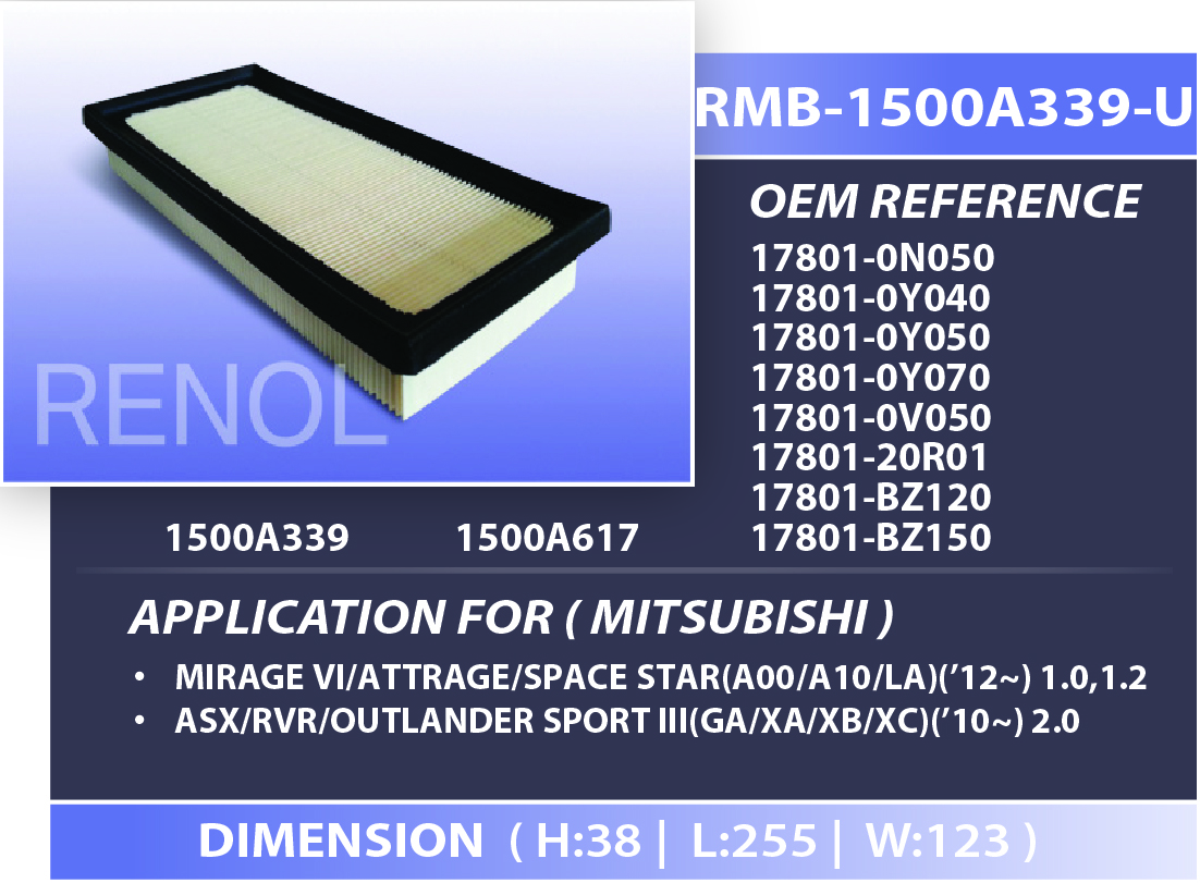AIR MITSUBISHI=RMB-1500A339-U 17801-0N050 17801-0Y040 17801-0Y050 17801 ...
