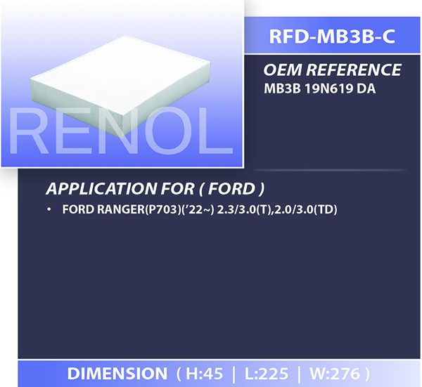 CABIN FORD=RFD-MB3B-C MB3B19N619DA FORD RANGER – Renol Tech Industry