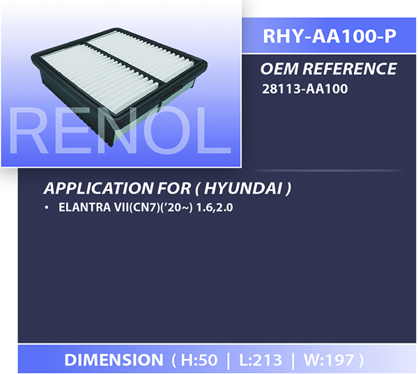 AIR HYUNDAI=RHY-AA100-P 28113-AA100 ELANTRA – Renol Tech Industry