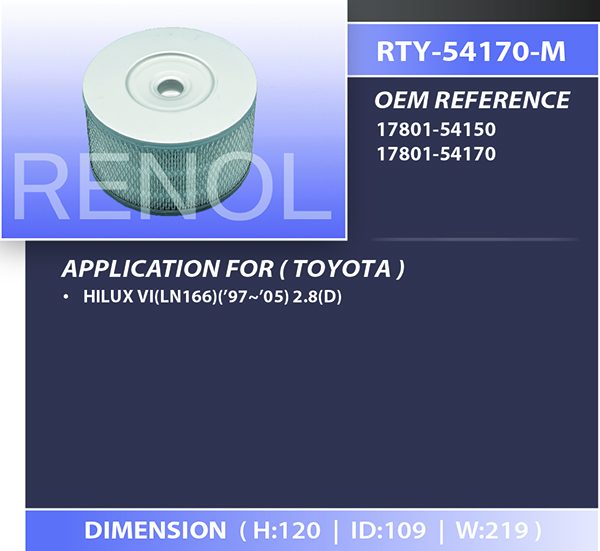 AIR TOYOTA=RTY-54170-M 17801-54150 17801-54170 HILUX – Renol Tech Industry