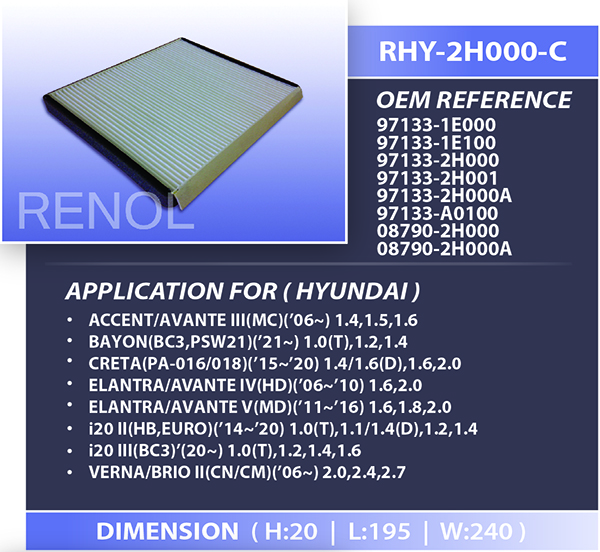 CABIN HYUNDAI=RHY-2H000-C 97133-1E000 97133-1E100 97133-2H000 97133 ...