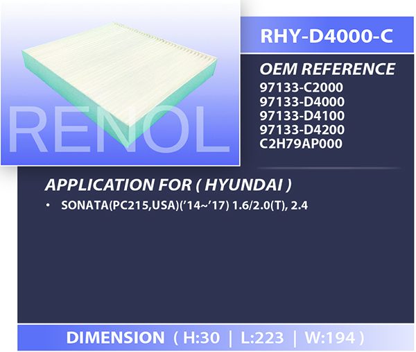 CABIN HYUNDAI=RHY-D4000-C 97133-C2000 97133-D4000 97133-D4100 ...