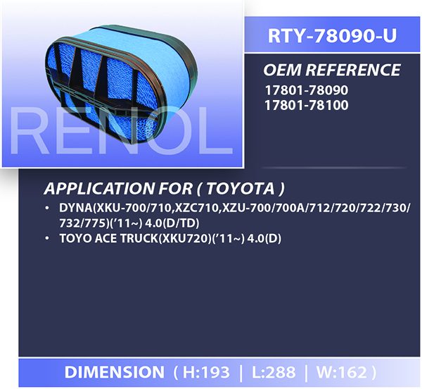 AIR TOYOTA=RTY-78090-U 17801-78090 DYNA TOYO ACE TRUCK 17801-78100 ...