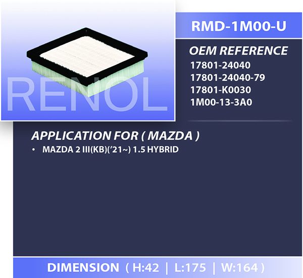 AIR MAZDA=RMD-1M00-U 17801-24040 17801-24040-79 17801-K0030 1M00-13-3A0 ...