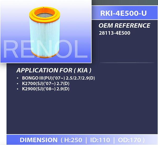AIR KIA=RKI-4E500-U 28113-4E500 BONGO K2700 K2900 – Renol Tech Industry