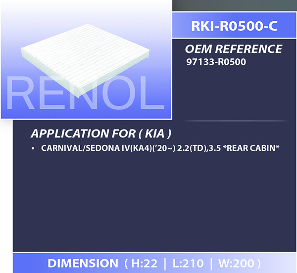 CABIN KIA=RKI-R0500-C 97133-R0500 CARNIVAL SEDONA – Renol Tech Industry