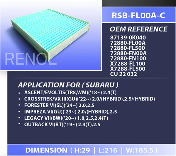 CABIN SUBARU=RSB-FL00A-C 87139-0K040 72880-FL00A 72880-FL500 72880 ...